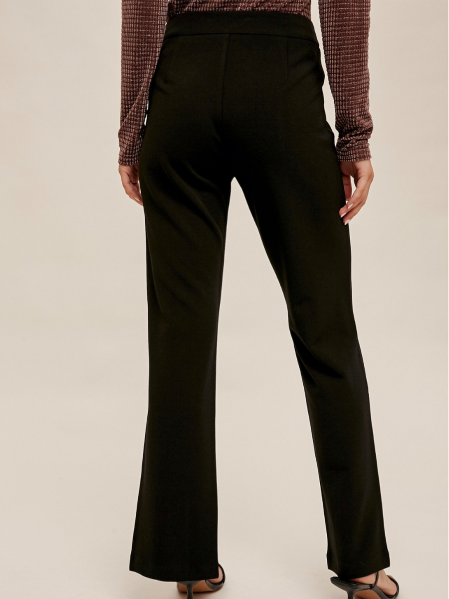 Courtney Front Slit Pants - Black – F + L Boutique