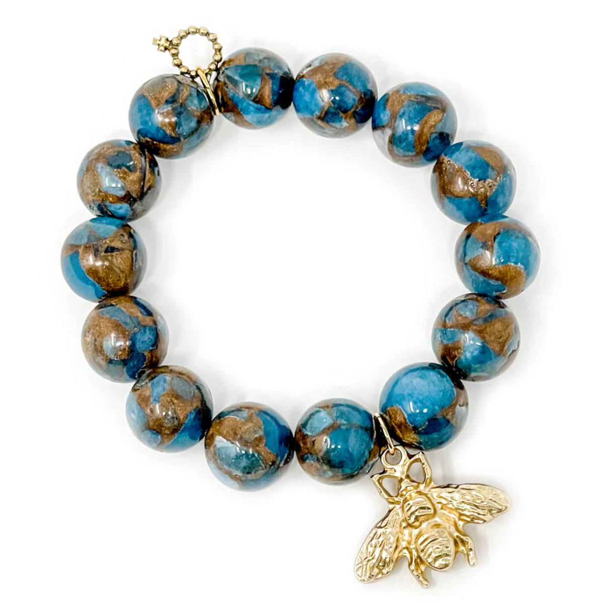 Powerbeads By Jen Barrier Reef Jasper with Matte Gold Shiny Queen Bee ...